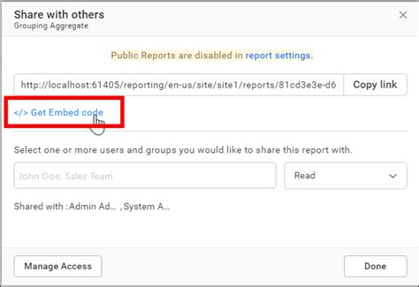 Get An Embed Code Of Report From Bold Reports On Premise