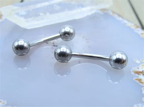 Curved Nipple Piercing Barbell Set 14g 7 16 Length Externally Threade