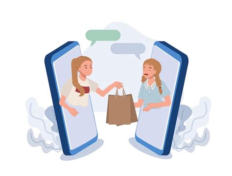 2 mulheres saíram do conceito de compras on line do smartphone