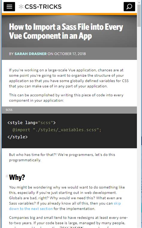 How To Import A Sass File Into Every Vue Component In An App Sass