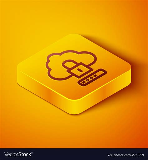 Isometric Line Cloud Computing Lock Icon Isolated Vector Image