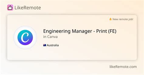 📩 Engineering Manager Print Fe At 🏢 Canva 📍remote Job In 🇦🇺