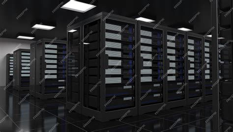 premium photo internet data center room with server and network