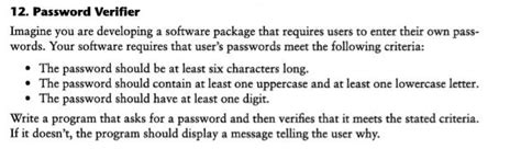 Solved 12 Password Verifier Imagine You Are Developing A