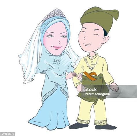 결혼식벡터 일러스트 레이 션에에서 말레이 부부의 만화 가족에 대한 스톡 벡터 아트 및 기타 이미지 가족 결혼 의식 결혼식 Istock