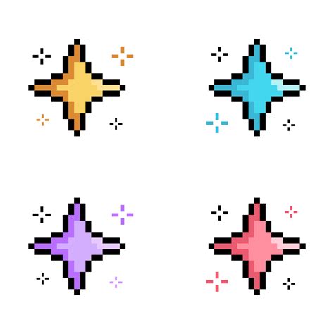 Pixel Sparkle Star Set Sparkle Star Twinkle 8bit Style 27239310 Vector