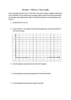 Velocity Time Graphs Revision Worksheet By Diane K TPT