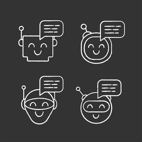 Chatbots Messages Chalk Icons Set 3764194 Vector Art At Vecteezy
