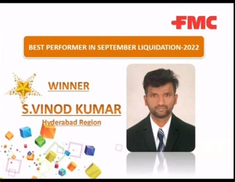 Vinod Somidi On Linkedin Best Performance Award From Fmc