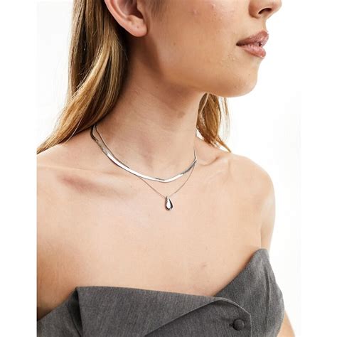 Asos Design Confezione Da 2 Collane Con Catenina A Serpente Argento