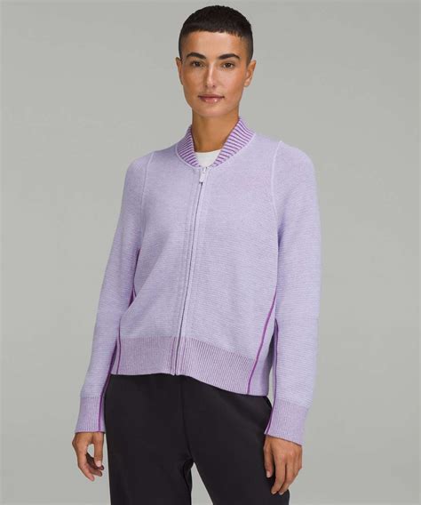 Lululemon Reversible Double Knit Zip Up Sweater Faint Lavender Moonlit Magenta Lulu Fanatics