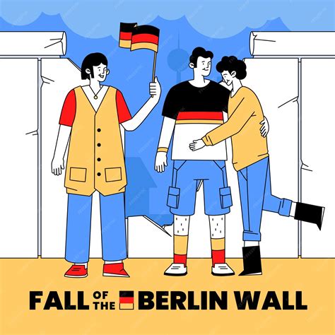 Caída Dibujada A Mano De La Ilustración Del Muro De Berlín Vector Premium