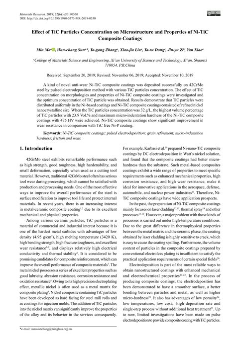 Pdf Effect Of Tic Particles Concentration On Microstructure And