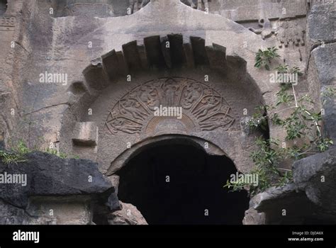 Closer View Of Gaja Laxmi Below The Chaitya Arch Circa 2 3rd Century A D Budh Leni Junnar