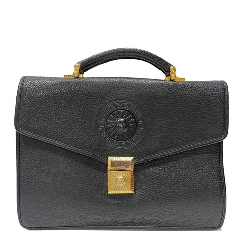 【中古b標準】versace ヴェルサーチ サンバースト ブリーフ ヴィンテージ レディース ハンドバッグ ブラック20462037