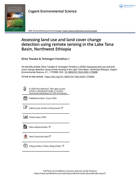Assessing Land Use And Land Cover Change Detection Using Remote Sensing In The Lake Tana Basin