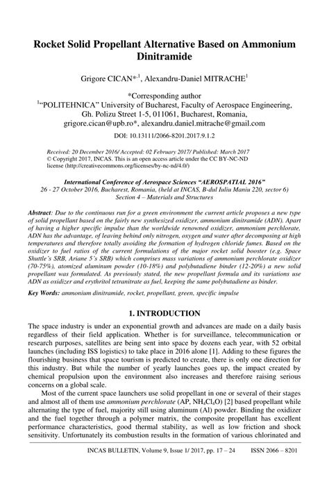 Pdf Rocket Solid Propellant Alternative Based On Ammonium Dinitramide