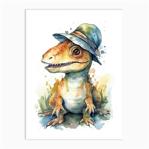 Torvosaurus Cute Dinosaur Watercolour 2 Art Print By Dino Dreams Art Fy
