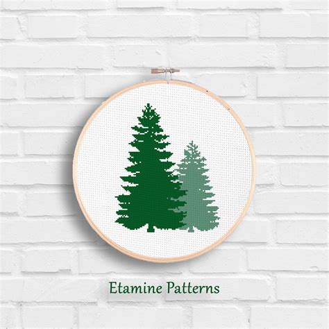 Tall Pine Tree Cross Stitch Pattern Pdf Christmas Tree Cross Etsy
