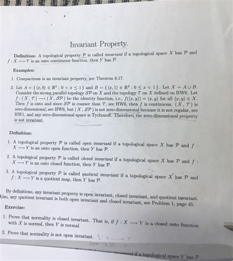 Solved Invariant Property Definition A Topological Property Chegg