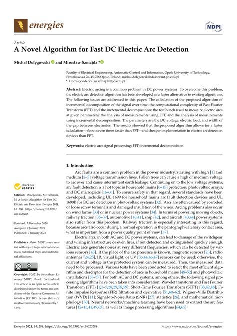 Pdf A Novel Algorithm For Fast Dc Electric Arc Detection