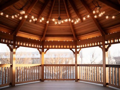 Premium Photo Serene Light Wood Gazebo Interior With Cozy Furniture