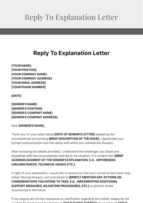 Free Reply To Explanation Letter Template To Edit Online