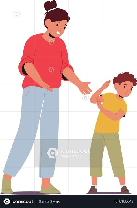 Best Mother Trying Interact With Her Autistic Son In Vain Illustration