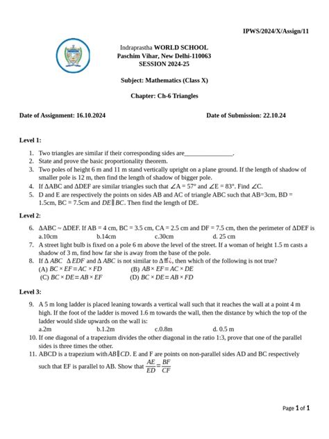 Maths Assignment Ch 6 Pdf Triangle Elementary Geometry