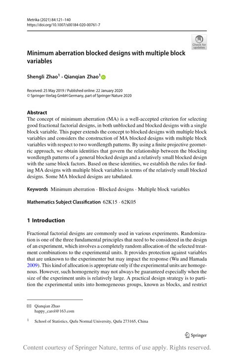 Minimum Aberration Blocked Designs With Multiple Block Variables