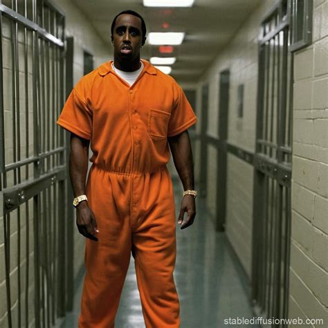 P Diddy in Orange Prison Jumpsuit Cell Scene | Stable Diffusion Online