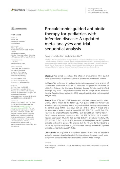 Pdf Procalcitonin Guided Antibiotic Therapy For Pediatrics With Infective Disease A Updated