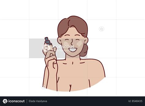 Best Woman With Liquid Foundation Smiles As She Puts On Makeup To Hide