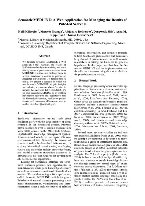 Pdf Semantic Medline A Web Application For Managing The Results Of