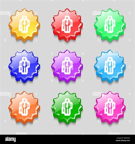 Businessman Icon Sign Symbol On Nine Wavy Colourful Buttons Vector Illustration Stock Vector
