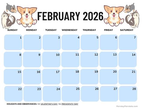 Cute Calendar For February 2026 Free Printable Designs And Ideas