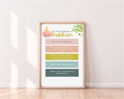 5 Precepts Of Buddhism Buddhist Art Buddhist Decor Digital Download