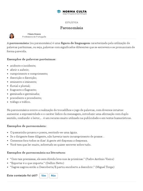 Paronomásia Norma Culta Pdf