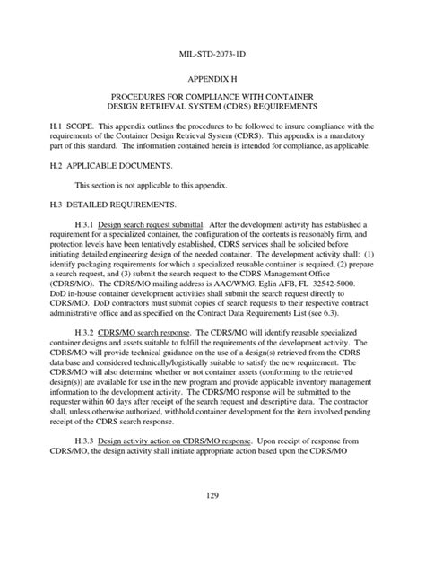 Mil Std 2073 1d Appendix H Pdf Government Information Business