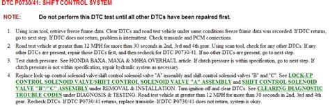 Honda Accord P DTC Transmission Code Troubleshooting