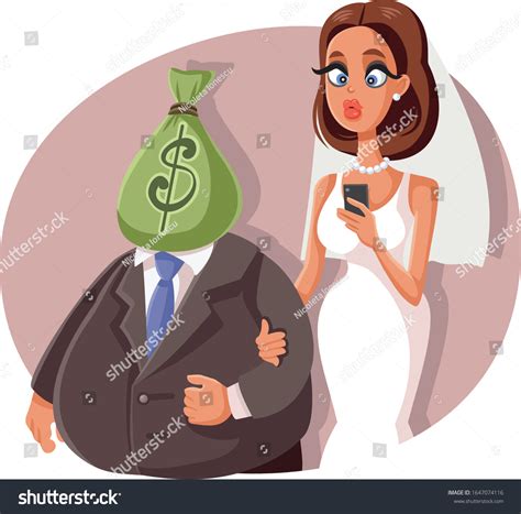 Gold Digger Marrying Sugar Daddy Vector Stock Vector Royalty Free