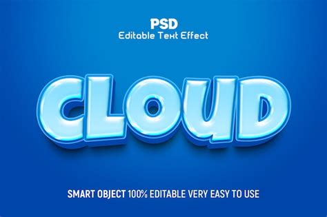 Premium Psd Psd Cloud 3d Text Effect Template Design