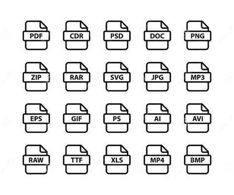 File Type Icon Set Files Format And Document Icon In Flat Style Design