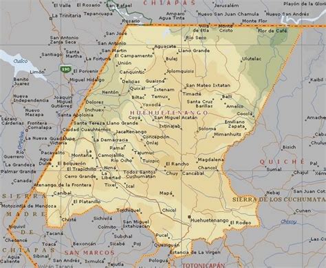 Mapa De Huehuetenango Mapa Físico Geográfico Político Turístico Y