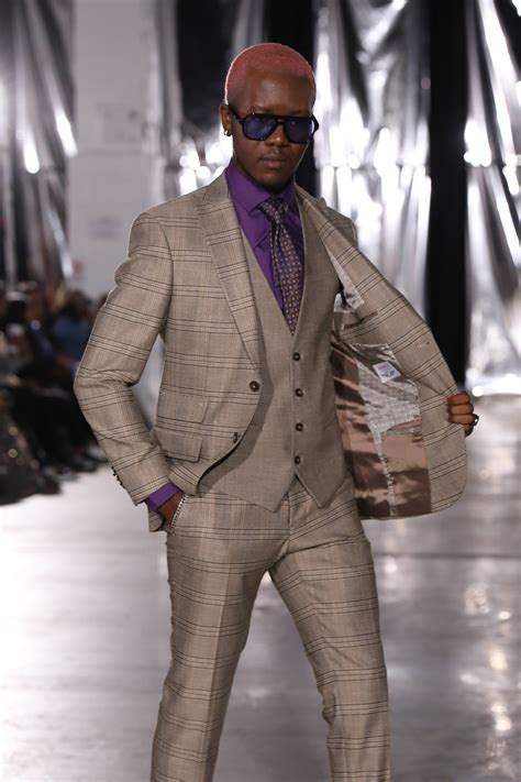 Beige Plaid Avanti Milano Peak Lapel Three Piece Suit Avanti Milano