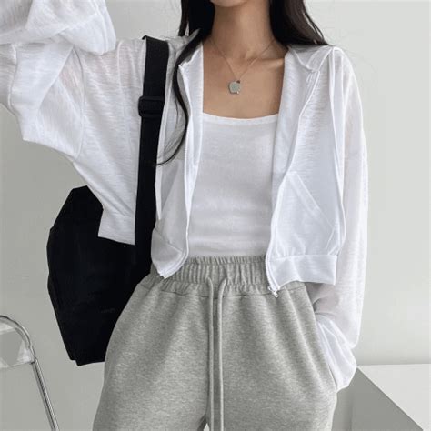 [1 1할인 살탐방지 ]여름 필수템 썸머 시스루 크롭 후드 집업 에이블리