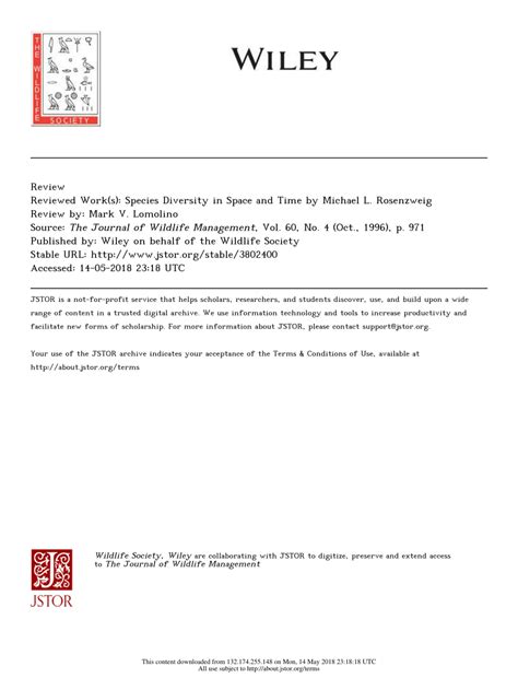 Pdf Species Diversity In Space And Time