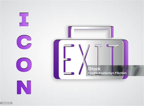Biểu Tượng Exit Cắt Giấy Được Cách Ly Trên Nền Màu Xám Biểu Tượng Cứu