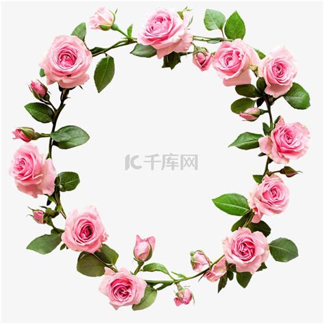 带粉红玫瑰的花卉框架非常适合婚礼请柬和贺卡素材图片免费下载 千库网