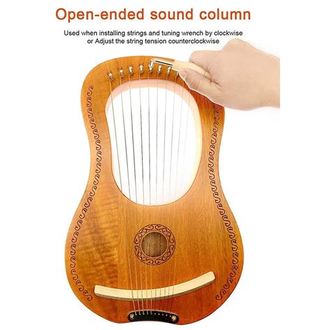 10 String Lyre Harp Mahogany With Carry Bag Tuning Tool Pures Music